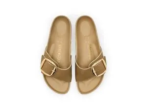 BIRKENSTOCK Madrid Big Buckle Oiled Leather Slide Sandals - Brown