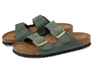 BIRKENSTOCK Birkenstock Arizona Nubuck Leather Sandals Green