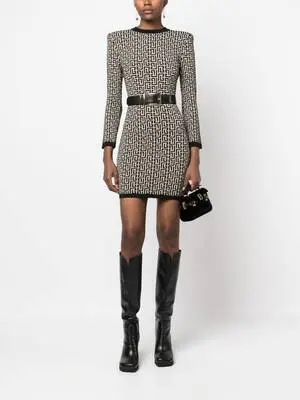 Balmain Monogram Jacquard Dress - Neutrals