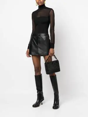 Patrizia Pepe Maxichain Rhinestone Tote - Black
