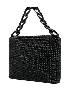 Patrizia Pepe Maxichain Rhinestone Tote - Black
