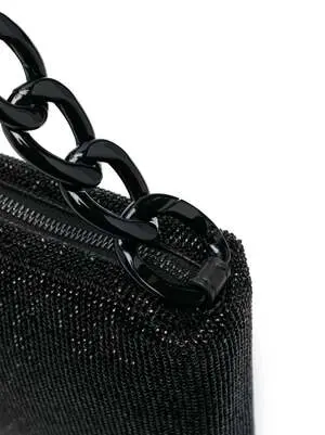 Patrizia Pepe Maxichain Rhinestone Tote - Black