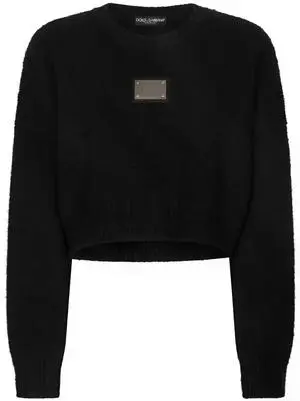 Dolce & Gabbana Logo Plaque Cropped Jumper - Black