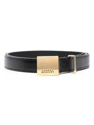 Isabel Marant Étoile Lowell Engraved-buckle Leather Belt - Black