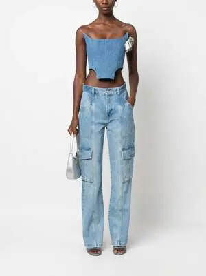 Giuseppe Di Morabito Floral-appliqué Denim Corset
