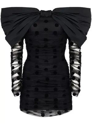 Nina Ricci Oversized Bow Tulle Dress - Black