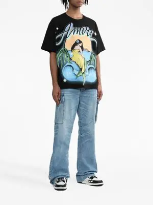 Amiri Illustration-print Cotton T-shirt - Black