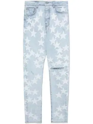 Amiri X Chemist Leather-stars Skinny Jeans - Blue