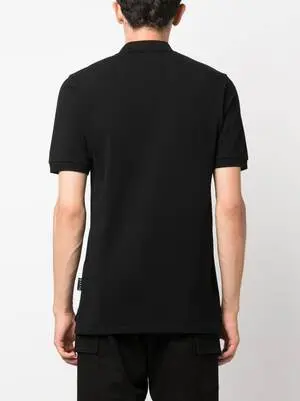 Philipp Plein Snake-print Cotton Polo Shirt - Black