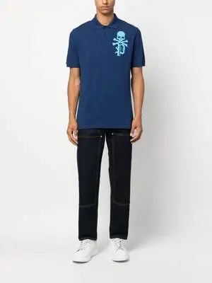 Philipp Plein Skull & Bones Logo-print T-shirt - Blue