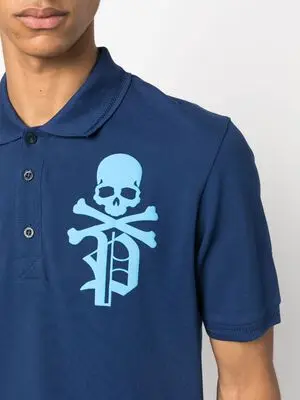 Philipp Plein Skull & Bones Logo-print T-shirt - Blue