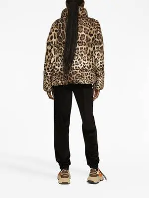 Dolce & Gabbana Leopard-print Padded Jacket - Brown