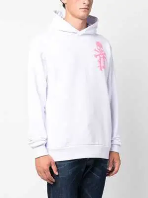 Philipp Plein Gothic Logo-flocked Cotton Hoodie - White
