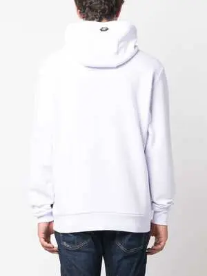 Philipp Plein Gothic Logo-flocked Cotton Hoodie - White