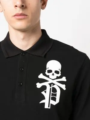 Philipp Plein Skull & Bones Piqué Polo Shirt