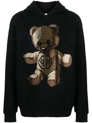 Philipp Plein Rhinestone-embellished Teddy Bear Hoodie - Black