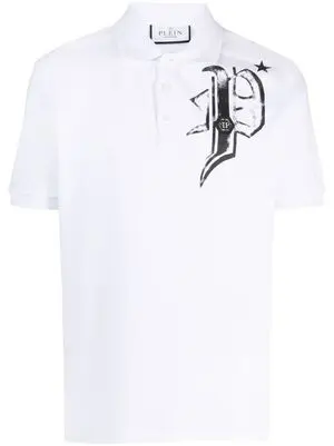 Philipp Plein Logo-print Cotton Polo Shirt - White