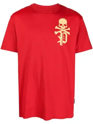 Philipp Plein Skull&bones-print Cotton T-shirt - Red