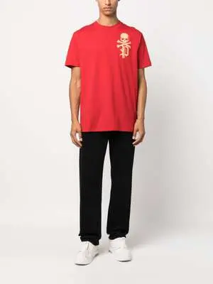 Philipp Plein Skull&bones-print Cotton T-shirt - Red
