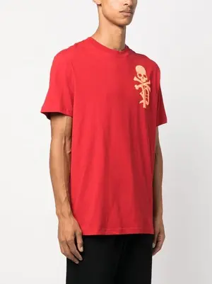 Philipp Plein Skull&bones-print Cotton T-shirt - Red