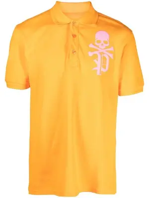 Philipp Plein Skull-print Short-sleeve Polo Shirt - Orange