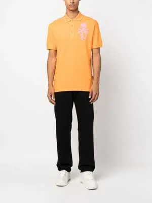 Philipp Plein Skull-print Short-sleeve Polo Shirt - Orange