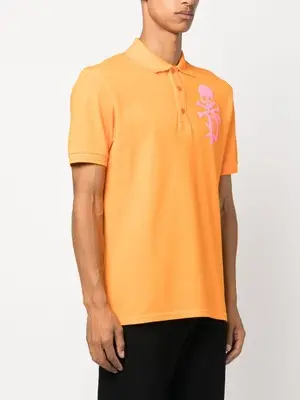 Philipp Plein Skull-print Short-sleeve Polo Shirt - Orange