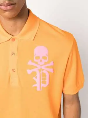 Philipp Plein Skull-print Short-sleeve Polo Shirt - Orange
