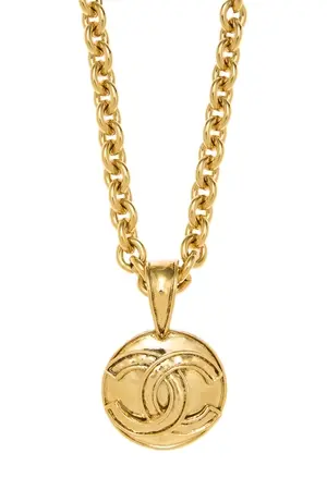 Chanel Cc Round Pendant Necklace