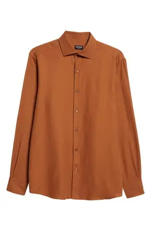 Zegna Cashco Cotton & Cashmere Button-up Shirt - Vicuna