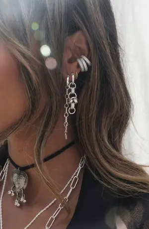 CHILD OF WILD Pinto Chain Drop Huggie Hoop Earrings