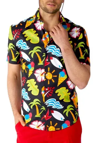 Opposuits Tropical Thunder Stretch Short Sleeve Button-up Shirt