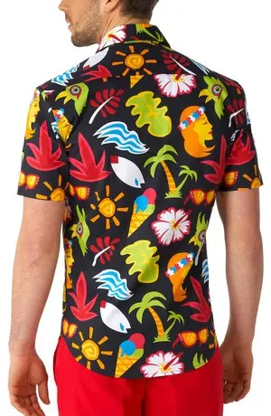 Opposuits Tropical Thunder Stretch Short Sleeve Button-up Shirt