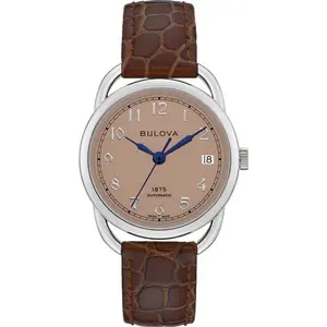 Bulova Joseph Commodore Leather Strap Watch - Silverone