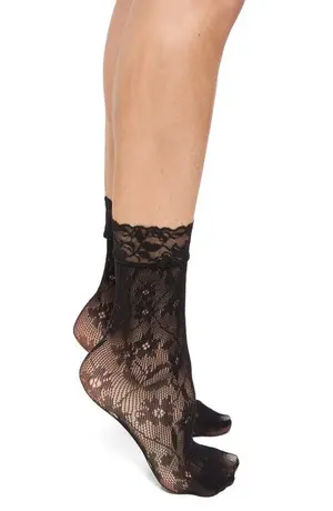 STEMS Floral Fishnet Socks - Black