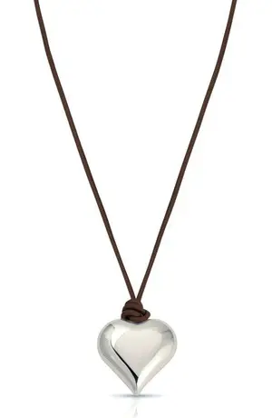Ettika Puffy Heart Pendant Necklace - Chocolate