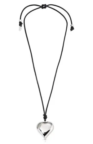 Ettika Puffy Heart Pendant Necklace Silver