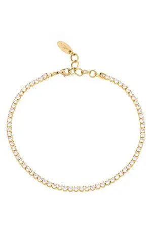 Ettika Thin Cubic Zirconia Anklet - Gold