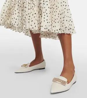 JIMMY CHOO Gala Embellished Leather Ballet Flats