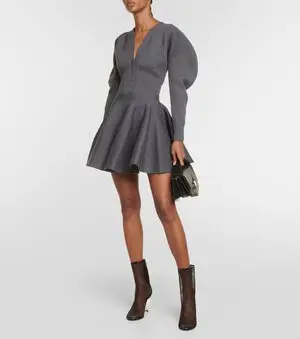 Alaïa Ribbed-knit Wool-blend Miniskirt - Grey
