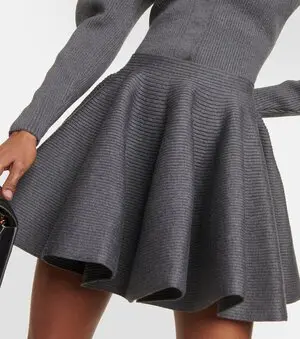 Alaïa Ribbed-knit Wool-blend Miniskirt - Grey