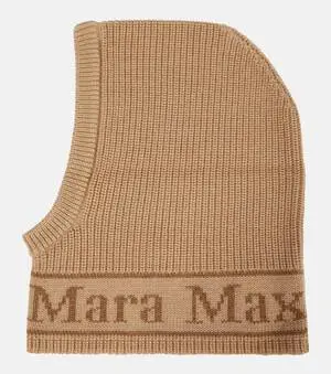 Max Mara Gong Logo Wool Ski Mask - Brown