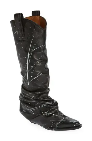 R13 Paint Spatter Sleeve Western Boots