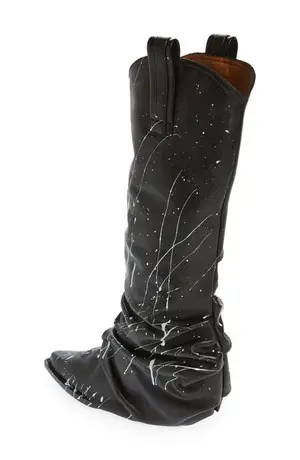 R13 Paint Spatter Sleeve Western Boots