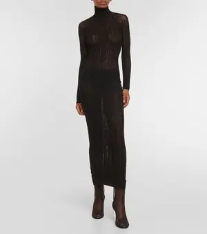 Alaïa Ribbed Wool-blend Maxi Dress
