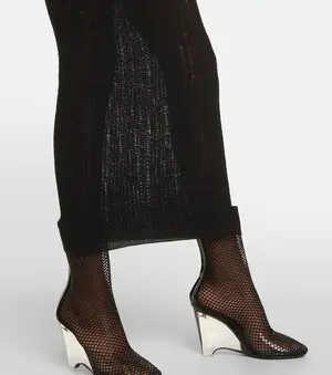 Alaïa Distressed Wool-blend Midi Dress