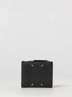 MAISON MARGIELA Grained Leather Bifold Wallet With White Stitch Detail