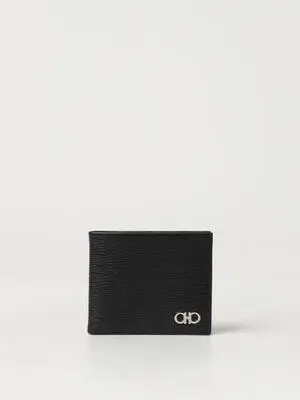 FERRAGAMO Gancini Embossed Calfskin Bifold Wallet - Black