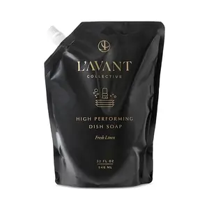 L'AVANT COLLECTIVE High Performing Dish Soap Refill Pouch, Fresh Linen 32 Oz - Black