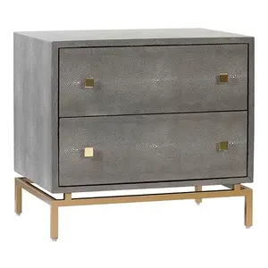 TOV FURNITURE Pesce Shagreen Nightstand - Grey